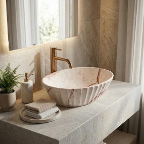 Rea Samanta Zen, umyvadlo na desku 500×380×135 mm, béžová imitace kamene matná, REA-U3532