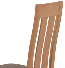 AUTRONIC Jídelní židle, masiv buk, barva buk, látkový potah hnědý melír
