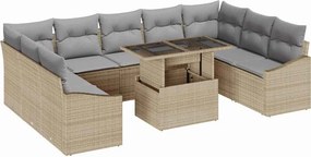 Set pohovek 10 ks Béžová a Světle šedá polyratan 3349066