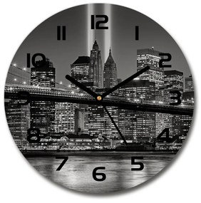 Wallmuralia Skleněné hodiny kulaté Manhattna Nev York fi 30 cm