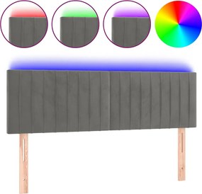 Čelo postele s LED světle šedé 144 x 5 x 78/88 cm samet 3121898
