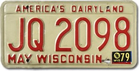 Americká SPZ Wisconsin 1979 Dairyland JQ 2098