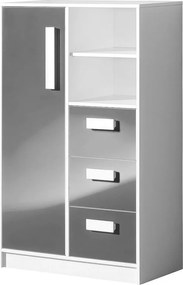 Casarredo - Komfort nábytek Dětská skříňka GULLIWER 5 bílá/šedá lesk