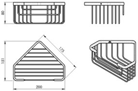 Gedy SMART rohová police do sprchy, 200x80x151mm, bílá 2483-02