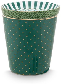 Pip Studio Royal Dots hrnek bez ucha s odkládacím táckem 270ml, zelený (hrnek bez ucha z tenkostěnného porcelánu)