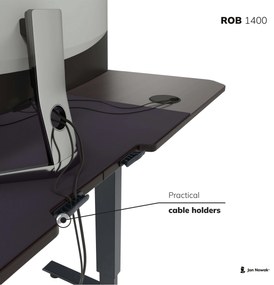 Výškově nastavitelný elektrický stůl ROB, 1400 x 720 x 600 mm, černá/ ořech