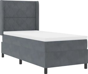 Postel s boxspringem s čelo Tmavě šedá 90 x 190 cm samet 3342039