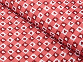 Biante Teflonový běhoun na stůl TF-006 Srdíčka a kostky - červený 20x120 cm