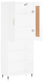 Skříň highboard lesklá bílá 69,5 x 34 x 180 cm kompozitní dřevo,  3200051