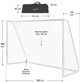 Fotbalová branka 300×200 cm s klik systémem