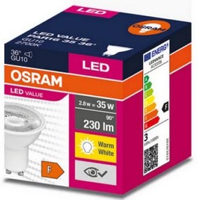 LED žárovka GU10 PAR16 OSRAM VALUE 3,2W (35W) teplá bílá (2700K), reflektor 36°