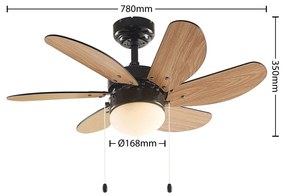 Stropní ventilátor Lindby s osvětlením Minja black quiet 78 cm