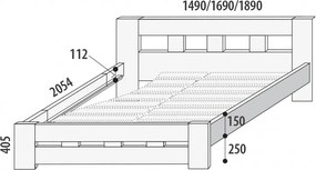 Domestav MERIDA manželská postel 140 cm buk cink mořený