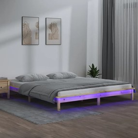 Rám postele s LED světlem 140 x 190 cm masivní dřevo