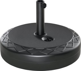 Stojan na slunečník Outsunny do 40 kg, kulatý, naplnitelný, držák, pro tyče o průměru 38/48 mm, pro balkon, terasu, zahradu, černý | Aosom