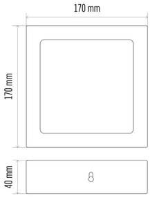 Emos lighting LED přisazený panel d. 170 mm, 12W, čtvercový Teplota světla: 4000 K, Barva materiálu: Bílá