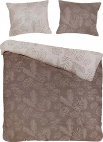 Povlečení bavlněné Žakárové 220x200 Cottonlove Jacquard hnědé s květinami