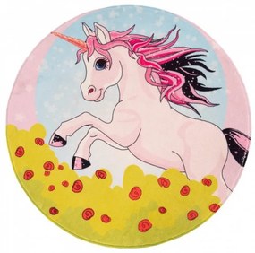 Obsession koberce Dětský kusový koberec Juno 478 Unicorn kruh Rozměry koberců: 120x120 (průměr) kruh