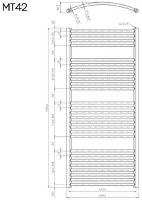 Mereo otopný žebřík oblý 600x1330 mm bílý MT42