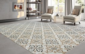 Kusový koberec ARGENT - W4949 květiny krémový