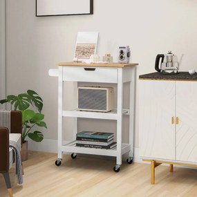 Costway Kuchyňský ostrov Bamboo Kitchen Island s výsuvnou zásuvkou a bočním