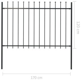 vidaXL Zahradní plot s hroty ocelový 1,7 x 1,2 m černý