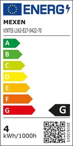 Mexen Vintis, LED filamentová žárovka E27, ST64, 4 W, teplá bílá 2200K, kouřová, L162-E27-0422-70