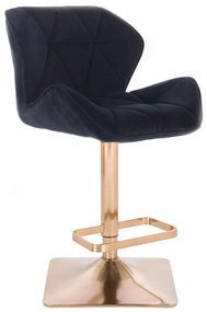 LuxuryForm Barová židle MILANO VELUR na zlaté hranaté podstavě - černá