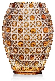 Bohemia Crystal Ručně broušená váza Osmihran Amber 205mm