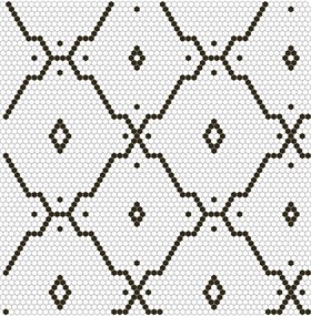 Hisbalit Skleněná mozaika bílá; černá; černo-bílá Černobílá Mozaika ARPEGIO 2,3x2,6 (33,3x33,3) cm - HEXARP