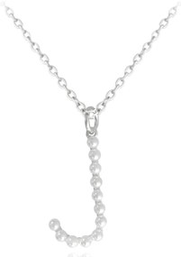 Stříbrný náhrdelník MINET písmeno "J" s perličkami JMAS710JSN45