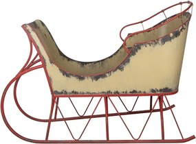 Veliké béžovo-červené kovové sáně Christmas Sleigh - 156*73*104 cm