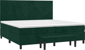 Box spring postel s matrací tmavě zelená 200x200 cm samet 3137746