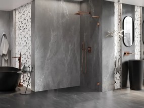 Mexen, Mexen Lunar L sprchová stěna pravá 120 x 200 cm, průhledná 8 mm, růžové zlato - 830L-120-000-60-00-P