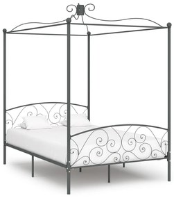 Rám postele s nebesy šedý kovový 120 x 200 cm - Default Title