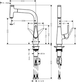 Hansgrohe Talis Select M51, dřezová baterie s výsuvnou koncovkou, chromová, 72822000