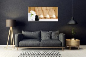 Obraz na skle Svíce Kameny Zen Lázně 100x50 cm