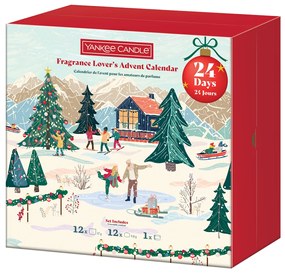 Yankee Candle Adventní kniha/kalendář 2025, votivní svíčka 12 ks, čaj.svíčka 12 ks + svícen