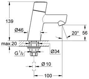 GROHE 32207001 - Stojánkový ventil CONCETTO XS lesklý chrom