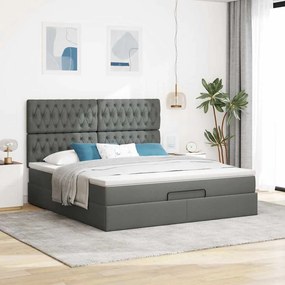 Osmanský rám postele s matrací tmavě šedá 160x200cm textil 3314101