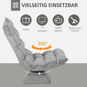 HOMCOM podlahové křeslo nastavitelná otočná podlahová pohovka meditační křeslo relaxační křeslo líná pohovka do obývacího pokoje kancelář světle šedá…