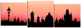 Obraz na plátně - Siluety věží a sochy v Praze - panoráma 5112FE (90x30 cm)