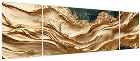Obraz - Zelená abstrakce se zlatem II. (170x50 cm)