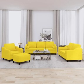 4dílná sedací souprava s polštáři světle žlutá textil 3201799