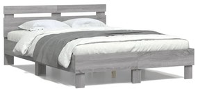 Rám postele s čelem a LED osvětlením šedý sonoma 135 x 190 cm,  3207572
