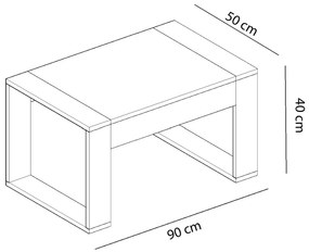 Designový konferenční stolek Pelagius 90 cm dub / bílý
