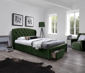 Čalouněná postel Rina tmavě zelená 160x200 cm