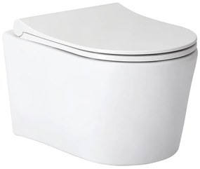 CERANO - Závěsná WC mísa Puerto, Rimless + sedátko Taco, softclose - bílá lesklá - 35x50 cm