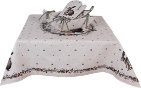 Bavlněný ubrus na stůl se zajícem Natural Linen Easter - 100*100 cm