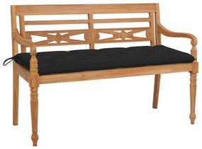 vidaXL Lavice Batavia s černou poduškou 150 cm masivní teak